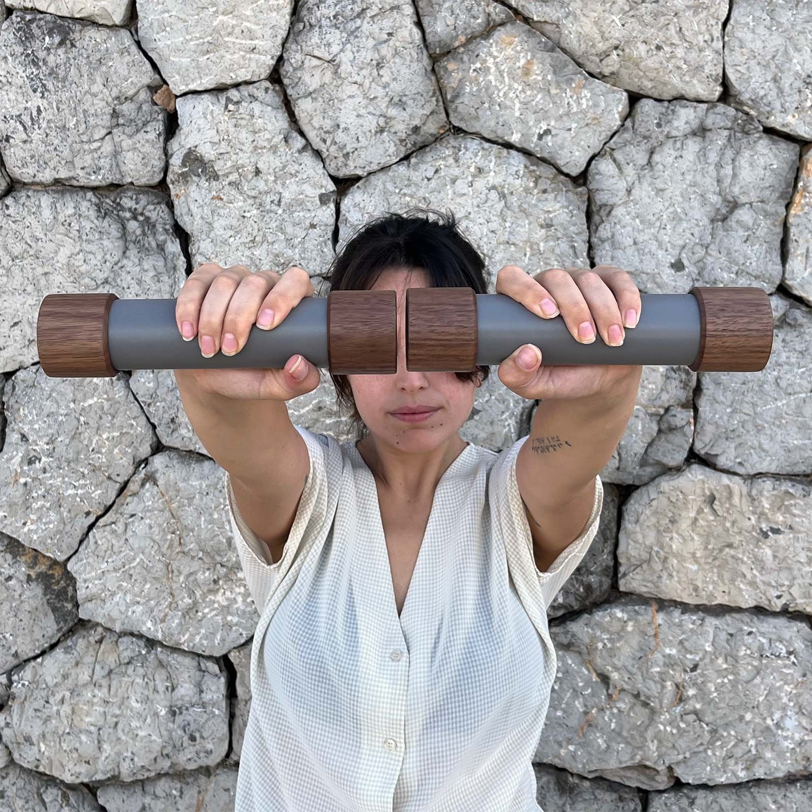 INTI Luxury Wood & Stone Dumbbells - Walnut